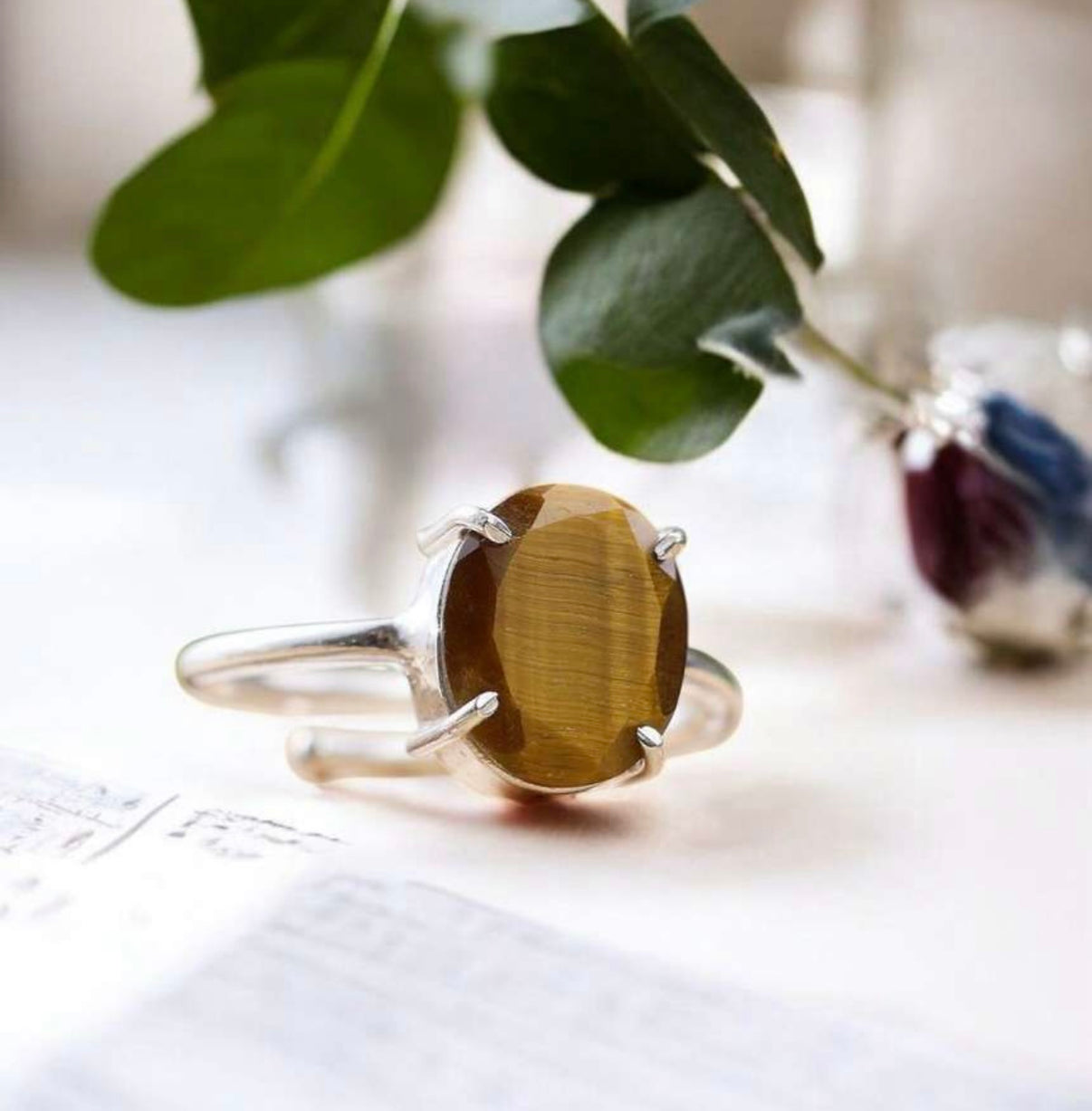 Tigers Eye Courage Money Success Ring by Crystall and Herbs
